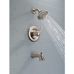 Delta Faucet Lahara 14 Series Single-Handle Tub and Shower Trim Kit, Shower Faucet with 5-Spray Touch-Clean Shower Head, Stainless T14438-SS (Valve Not Included), Without Rough