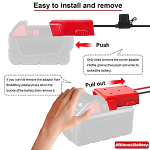 18V to 12V Step Down Converter Aadpter Compatible with Milwaukee M18 Batteries, DC 12 Voltage Battery Power Adapter, 15A 180W Buck Converter Regulator