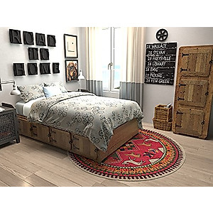 Unique Loom Sedona Collection Southwestern, Border, Over-Dyed, Animals, Tribal, Abstract Area Rug, 6 Feet, Pink/Beige