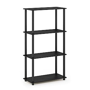 Furinno Turn-N-Tube 4-Tier Multipurpose Shelf Display Rack, Round Tubes, Americano/Black