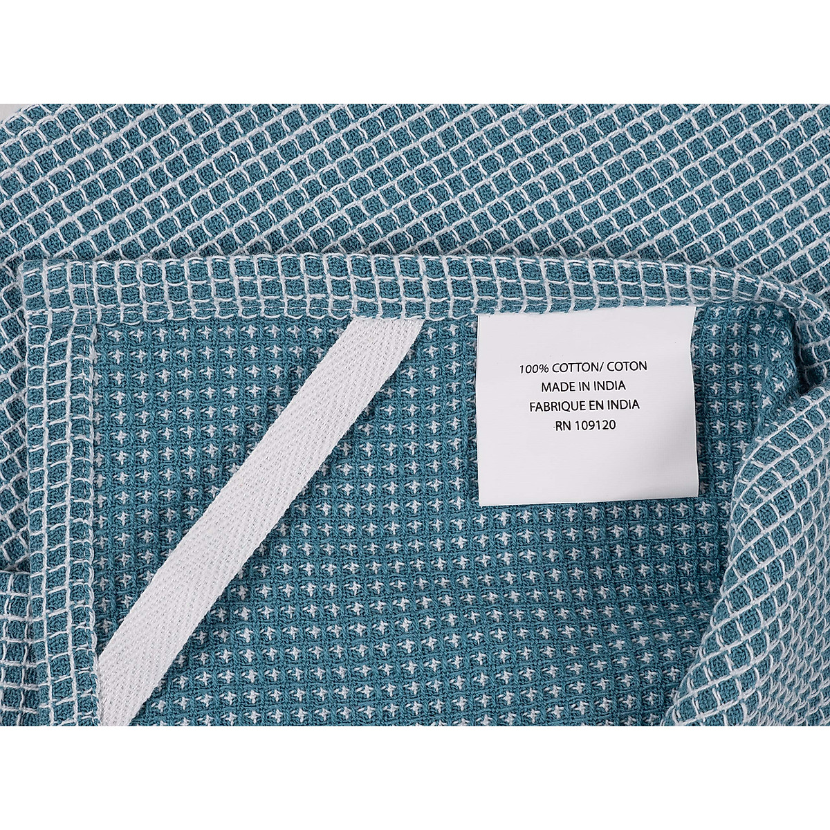 KAF Home Set of 4 Centerband and Waffle Flat Kitchen Towels | 18 x 28 Inch Absorbent, Durable, Soft, and Beautiful Kitchen Towels | Perfect for Messes and Drying Dishes - Teal