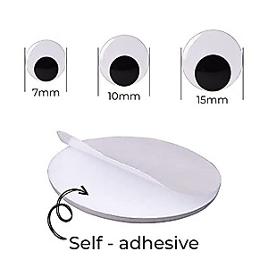 Trimming Shop 100pcs Plastic Self-Adhesive Wobbly Googly Wiggle Eyes for DIY Crafts, Teddy Bear Doll Making Toys Sticky Eyes, Black & White