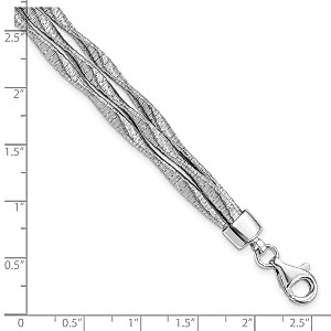 925 Sterling Silver Polished Multi strand Fancy Lobster Closure Rhodium Plated 3 strand With 1inch Ext. Bracelet 7 Inch Jewelry for Women