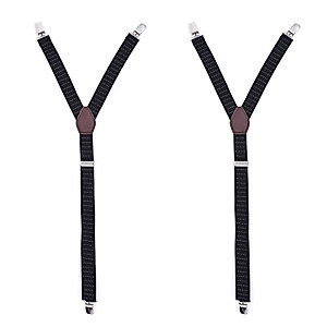 Kedofe Mens Shirt Stays Military Adjustable Elastic Garter Straps Sock Non-slip Clamps (Black/1 Pair)