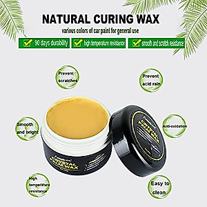 HEYJOY Solid Ceramic Coating Crystal Car Wax Kit Polish Wax Quick Easy Removes Deep Scratches and Stains with Free Waxing Sponge and Towel(200g)