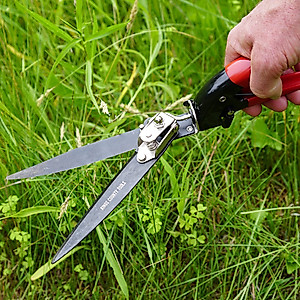 Kings County Tools Grass Trimming Shears | 5-1/4” Steel Blades | Rotating Handle for Angled Cuts | Strong Spring Mechanism | Simple & Secure Safety Lock | Made in Italy