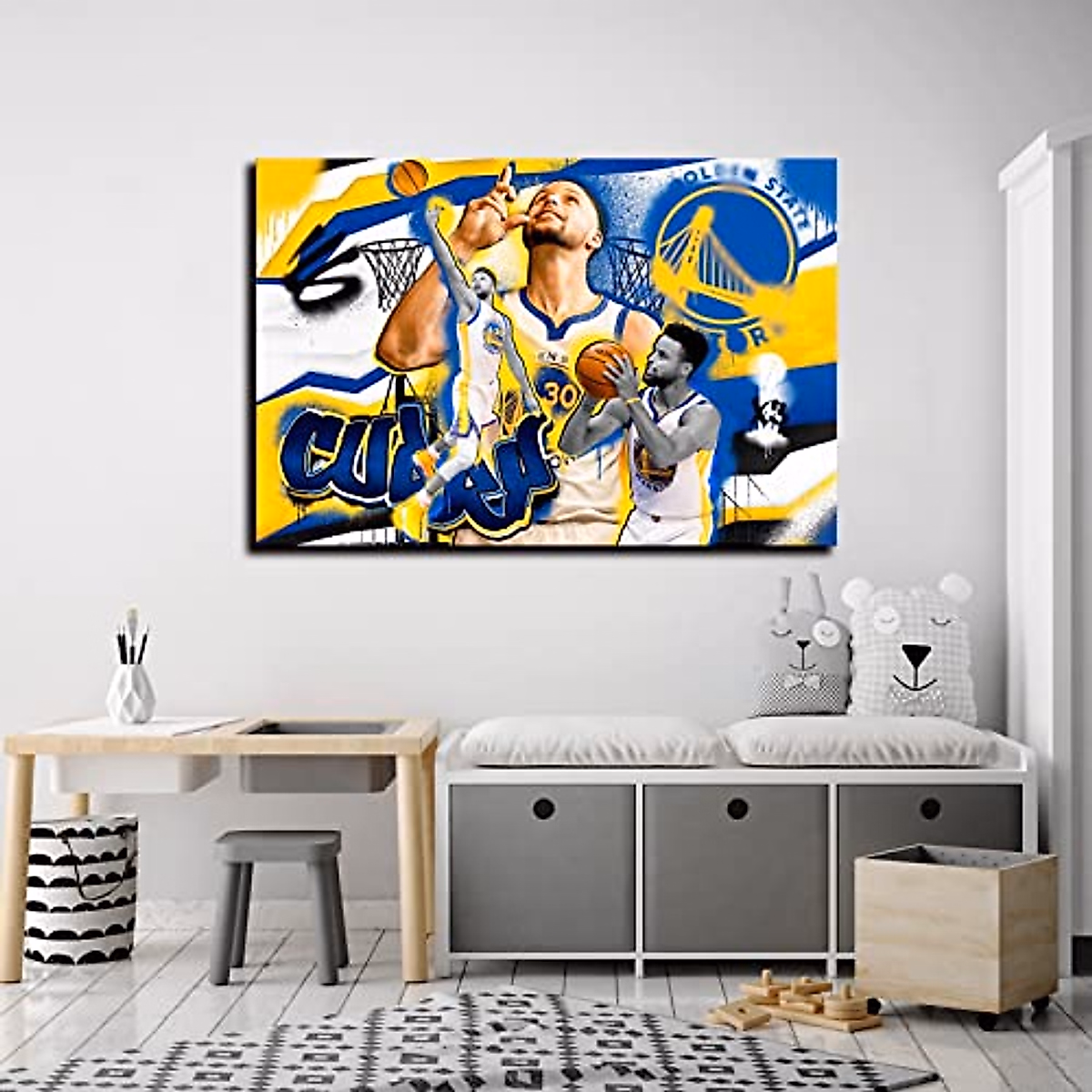 Stephen Curry Poster Basketball Posters 2022 Super Star Poster Canvas Wall Art Decoration for Living Room NOUCAN (16x24 No Framed,A)