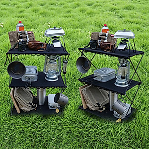 TIYASTUN Folding Shelf Storage Rack, 3-Tier Storage Shelf Racks and Shelving Organizer for Kitchen Camping Picnic BBQ Indoor Outdoor