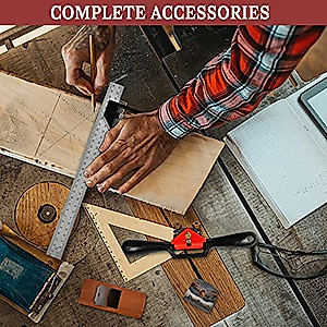 Elesunory 9” Adjustable SpokeShave, Hand Planer Woodworking with Flat Base, Replacement Blades and Ruler, Manual Wood Planer for Wood Working, Wood Craft