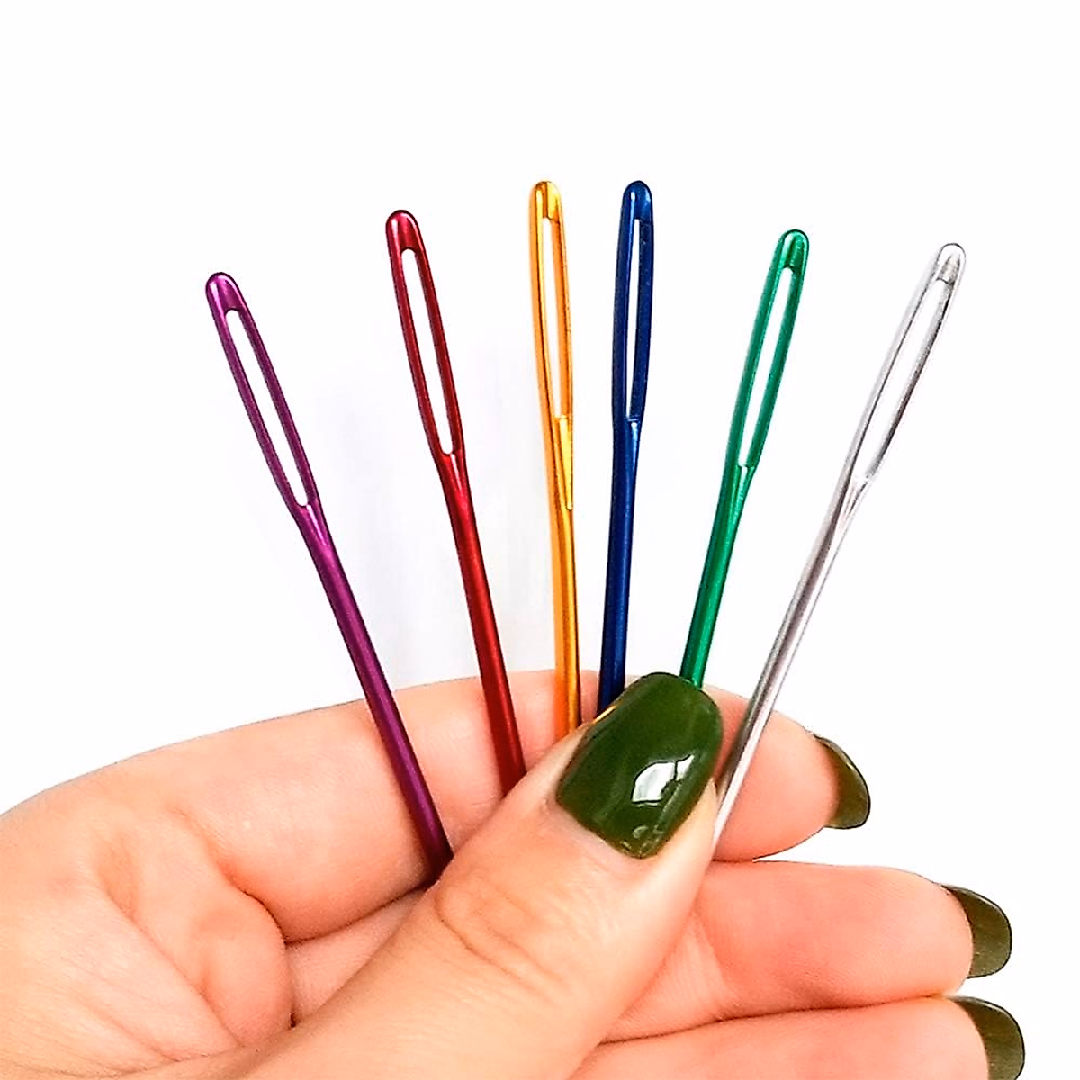 12 Pieces Yarn Needle, Tapestry Needle Bent Embroidery Needles Bent Tip Needles, and 6 Pieces Large-Eye Blunt Needles with Iron Box for Knitting Crochet (Random Color)