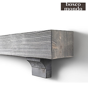 BoscoMondo Rustic Fireplace Mantel Shelf with Corbels- Pine Wood - Wall Decor, Mounted Farmhouse Shelving (72", Grey)
