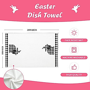 ARKENY Easter Kitchen Towels for Easter Decor Black Buffalo Plaid Check Bunny Dish Towels 18x26 Inch Bar Drying Cloth Carrot Hand Towel for Kitchen Bathroom Party Easter Decorations Set of 2