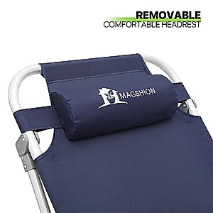 Magshion Ultralight Folding Tent Camping Cot Bed with Pillow Portable Design Comfort Small Collapsing Sleeping Bed Outdoor Traveling Picnic for Adults, Navy