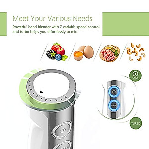 TSYMO 800w Immersion Blender Handheld, 4-in-1 Hand Stick with 6-Speed+Turbo, Mixing Cup, Food Chopper, Whisk Attachment, BPA-Free