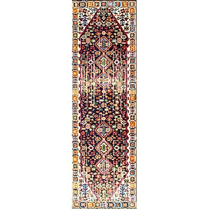 nuLOOM Erline Colorful Bohemian Runner Rug, 2' 6" x 10', Black