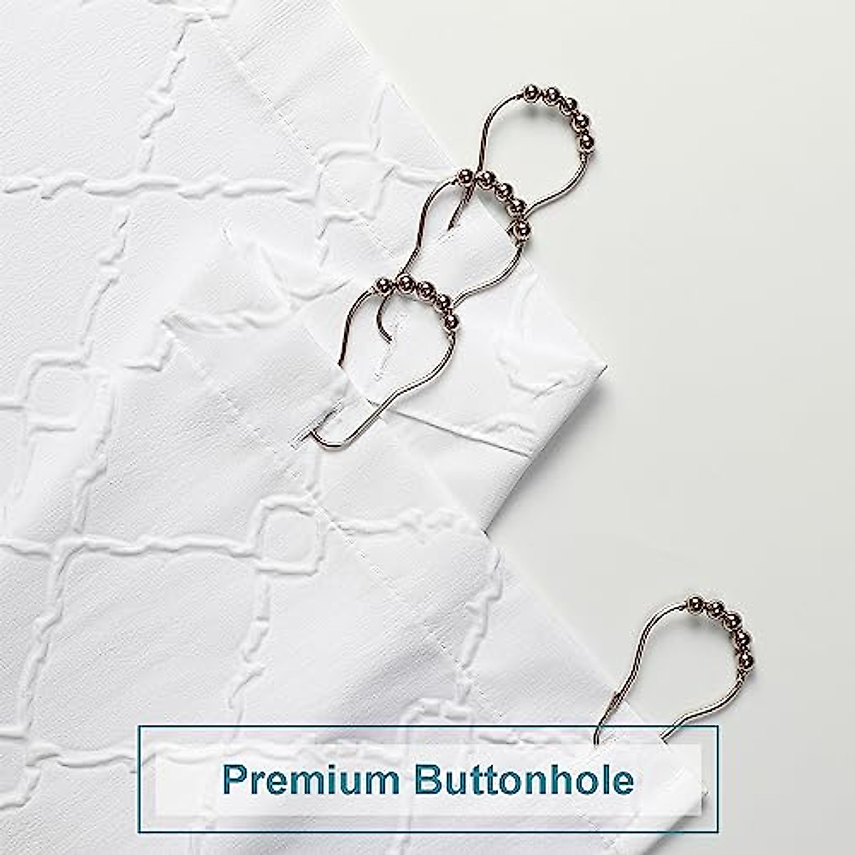 Lecloud White Shower Curtain for Bathroom, 3D Embossed Geom Pattern Hotel Quality Bathroom Shower Curtain, Machine Washable Waterproof Fabric Bath Curtain for Bathroom and Bathtubs, 72" Wx72 L