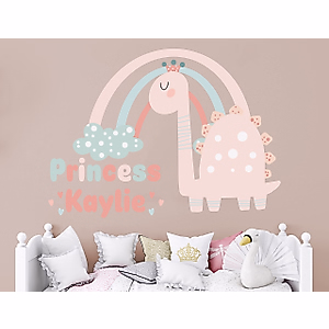 Dinosaur Wall Stickers Customizable - Dinosaur Baby Girl Nursery Decor - Baby Name Wall Decor - Baby Girl Room Decor for Nursery - Dinosaur Decals - Safari Stickers - Dinosaur Wall Decal Decor