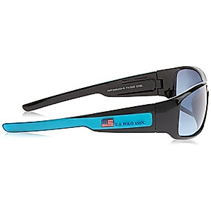 U.S. Polo Assn. mens Pa1009 UV Protective Frosted Arm Rectangular Sunglasses for Men Classic Gifts Men 80 mm, Black & Blue, mm US