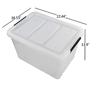 Dehouse 70 L Large Clear Storage Boxes, Plastic Storage Box with Lids and Wheels, Set of 4