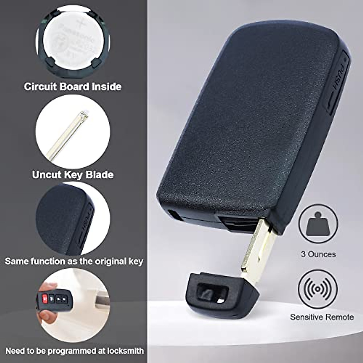 Keymall Keyless Entry Smart Prox Remote Key Fob Replacement for Toyota Avalon Camry Corolla 2013-2018 4 Buttons(281451-0020 G Board FCC ID:HYQ14FBA PN:89904-06140)