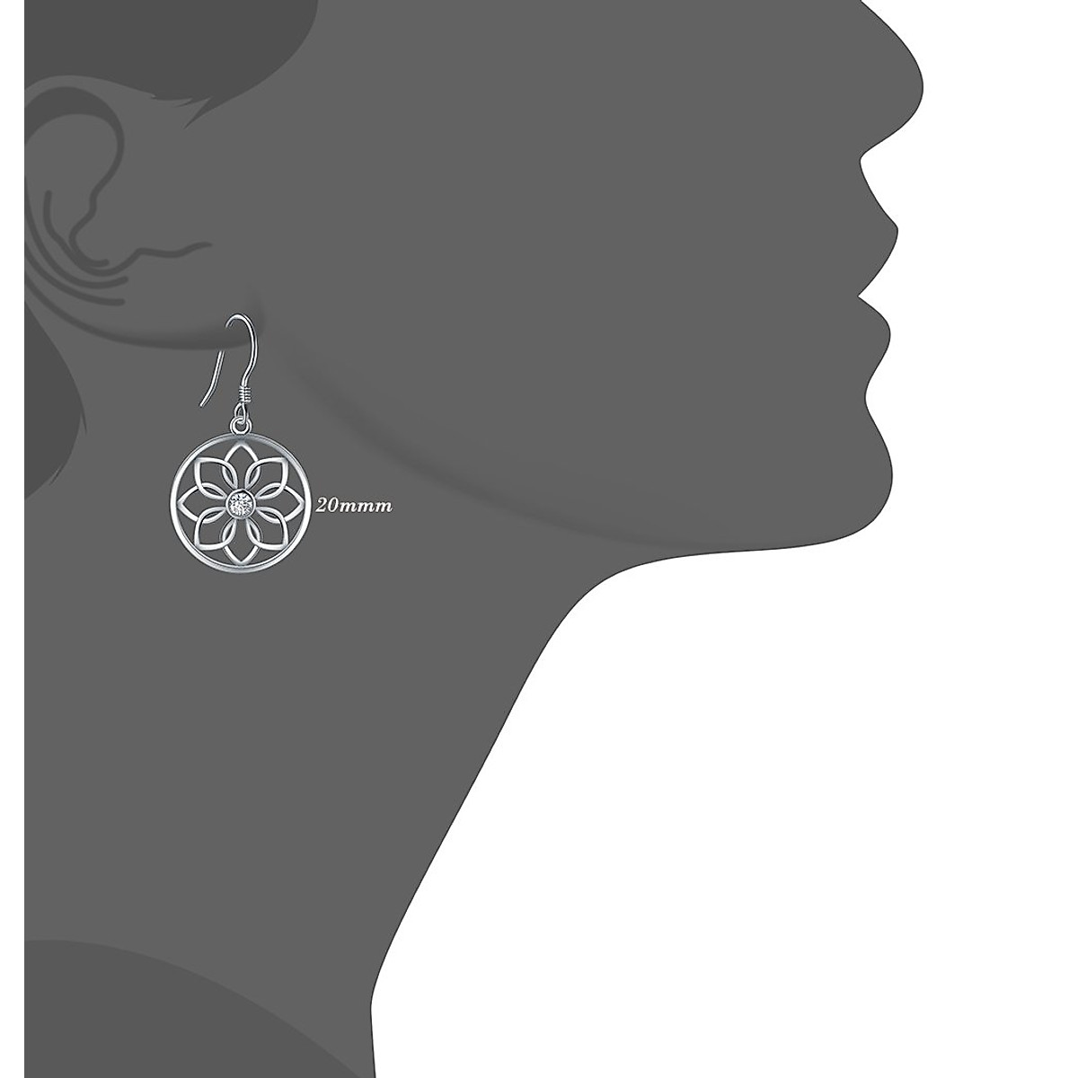 925 Sterling Silver Earrings, BoRuo Lotus Flower Yoga Earrings