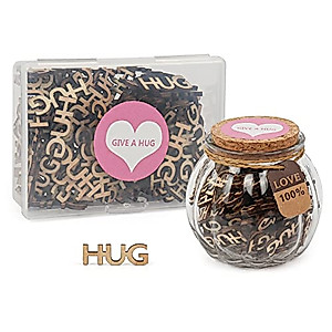 Give a Hug in a Bottle - Jar of Hugs - Birthday Gift,Thanksgiving Day,Christmas Gift,Holiday Gift,Anniversaries Gift for Valentines Day, Encouragement Gift - Hugs to Give