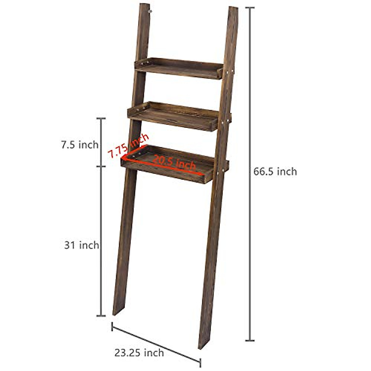 MyGift 3-Tier Dark Brown Wood Over-The-Toilet Leaning Bathroom Ladder Shelf