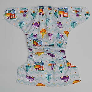 2 to 7 Years Old Cloth Diaper Nappy Pocket Reusable Washable Junior Big Baby Kids Toddler (Cartoon Transportation)