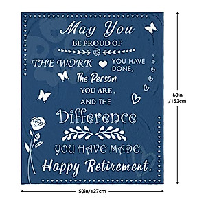 Retirement Gifts for Men Blankets - Retirement Party Decorations - Happy Retirement Gifts - Retirement Gifts for Coworker - Retirement Decor Gift for Mom Wife from Daughter Throw Blankets 50 x 60 Inch