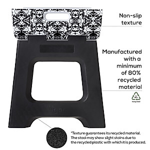 Vigar Compact Step Stool Foldable, 12-1/2-inch Step Stools for Adults up to 330 Pound, Lightweight Stool, Non-Slip Folding Step Stool, Rococco Black