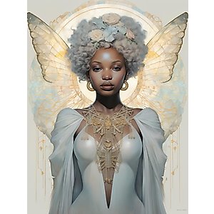 5D Diamond Art Painting Kits by Number for Adults Black Angel Woman Acrylic Diamond Art Painting Full Round Drill Crystal Rhinestone Embroidery Craft Kits 30x40cm