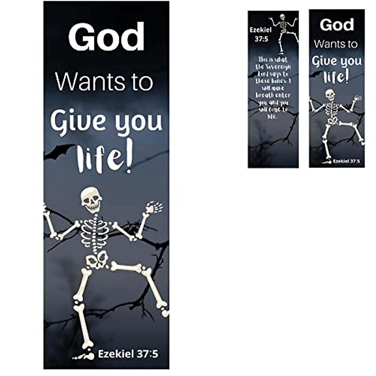 100 Count Bulk Pack Skeleton Halloween Alternative Bookmarks, Christian Handouts, Bible Verse, Scripture, Trunk or Treat Ideas, Fall Festival, Gospel Tracts