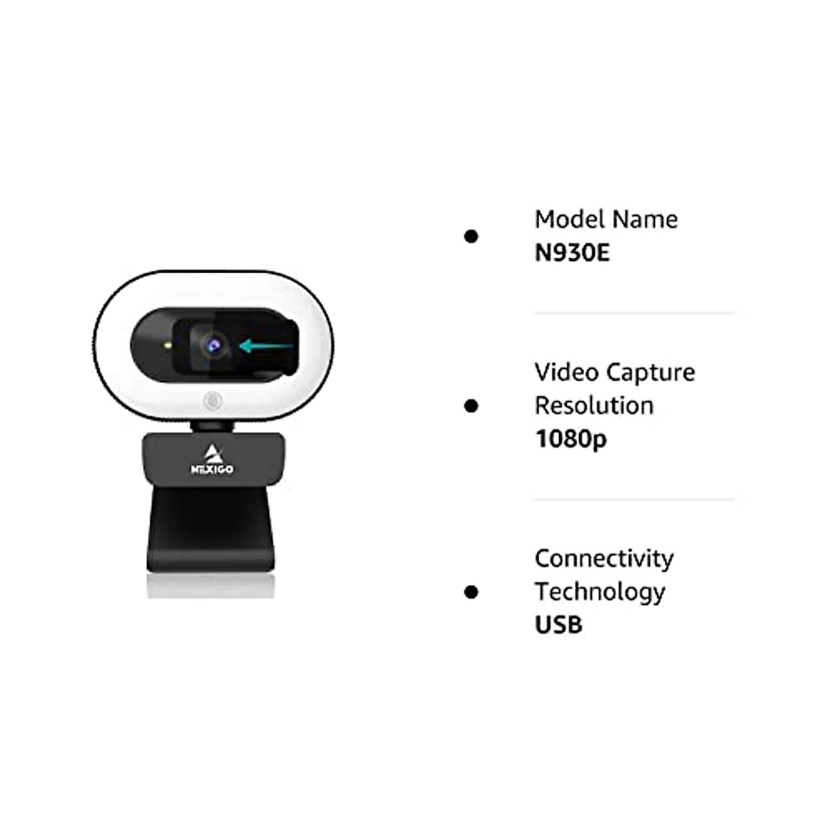 NexiGo StreamCam N930E with Software, 1080P Webcam with Ring Light and ...