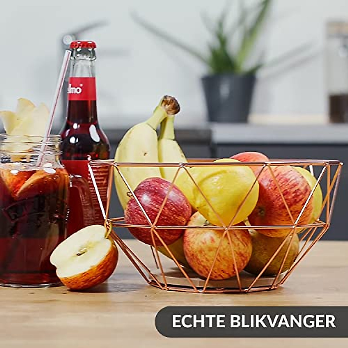 Fruit Bowl for Kitchen Counter - Fruit Basket for Kitchen Countertop - Copper Fruit Bowls Vintage Style - Keeps Fruits and Vegetables Fresh - 10.2 x 4.7 x 5.3 in…