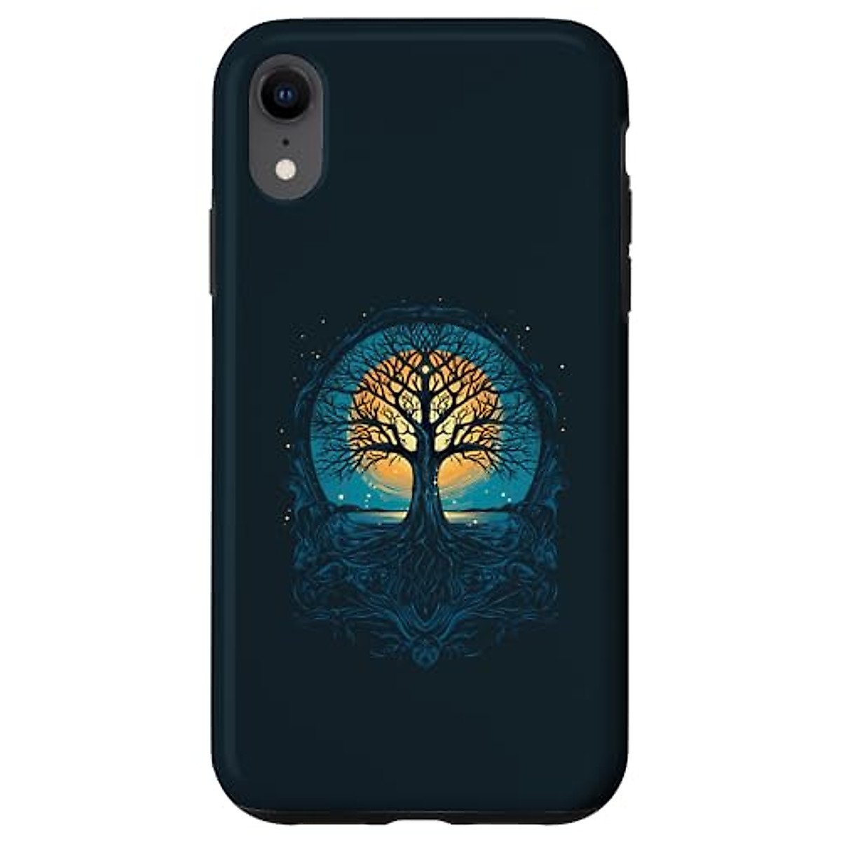 iPhone XR Odin Tree of Life Viking Valhalla Pagan Blue and Yellow Case
