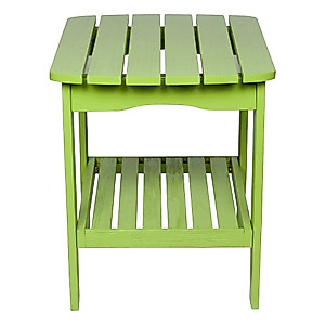 Classic Adirondack Rectangle Patio Table with Slated Top & Genuine Cedar Wood Construction 24" Lx19 Wx22 H | Lime Green Color Weatherproof Finish Best for Indoor Outdoor Use | Water & Rust Resistant