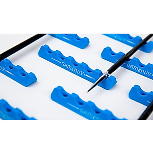 Game Envy Art Brush and Hobby Tool Holder for Watercolor, Acrylic, Oil Paint, Calligraphy, Miniature Painting, Pens, Markers, Hobby Knife - 6 Slots, Soft Rubber, Stays Put, Fun Colors, 2-Pack (Black)