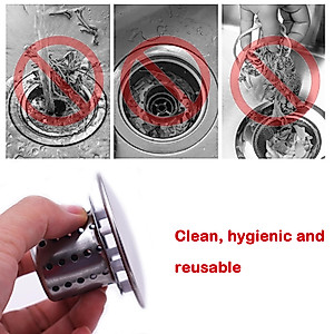 2 in 1 Sink Drain Assembly Kit, Removable Deep Sink Strainer Basket with Sink Stopper/Sealing Lid for Home, Kitchen, Stainless Steel Drain Hair Catcher Cover,Sink Strainer for Bathtub(Fit Hole 1.8")