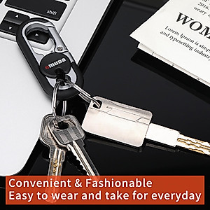 WAPSAT Key Chains Men, 2024 Car Key Chain for Men, Anti-Loss Keychain with Double Keyrings, Quick Release Key Chain (2pcs,Black+Orange)