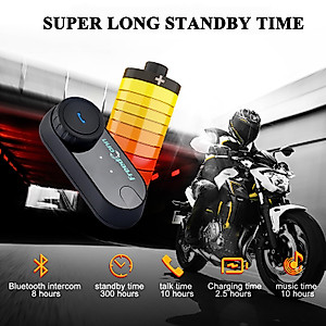 FreedConn T-COMVB Motorcycle Helmet Bluetooth Intercom Interphone Headset Headphones Kit for 2 or 3 Riders /MP3 Player/GPS/FM Radio/Hands Free (5 pin)