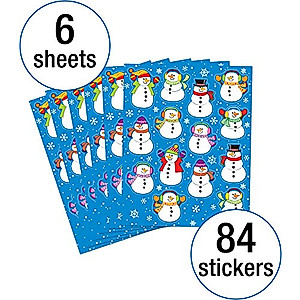 Carson Dellosa 84 Snowman Stickers for Kids, 6 Sheets of Snowmen and Snowflakes for Winter Crafts, Scrapbooking, Teacher Planner, Reward Chart, Stocking Stuffers, School Supplies, Classroom Must Haves