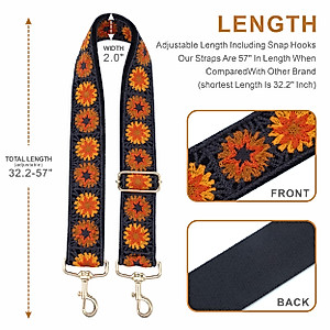 Purse Strap,2" Wide Shoulder Strap Adjustable Replacement,Multi-pattern Crossbody Canvas Bag Handbag Belts for Unisex Handbag,Crossbody Bags,Shoulder Bags(Embroidered sunflower)