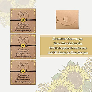 Hicarer Promise Bracelets, Back to School Friendship Bracelets Distance Matching Charm Set for Friends Women Valentine's Day Gift(Sunflower Style)
