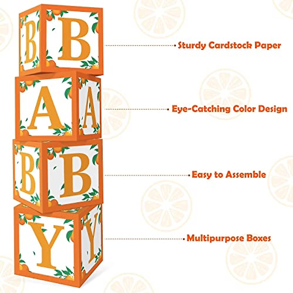 Sinasasspel Little Cutie Baby Shower Decorations Orange Balloon Boxes 1st Birthday Party Backdrop Supplies Including Clementine Party Boxes Block Orange Peach Latex Balloons Eucalyptus Leaves Ivy