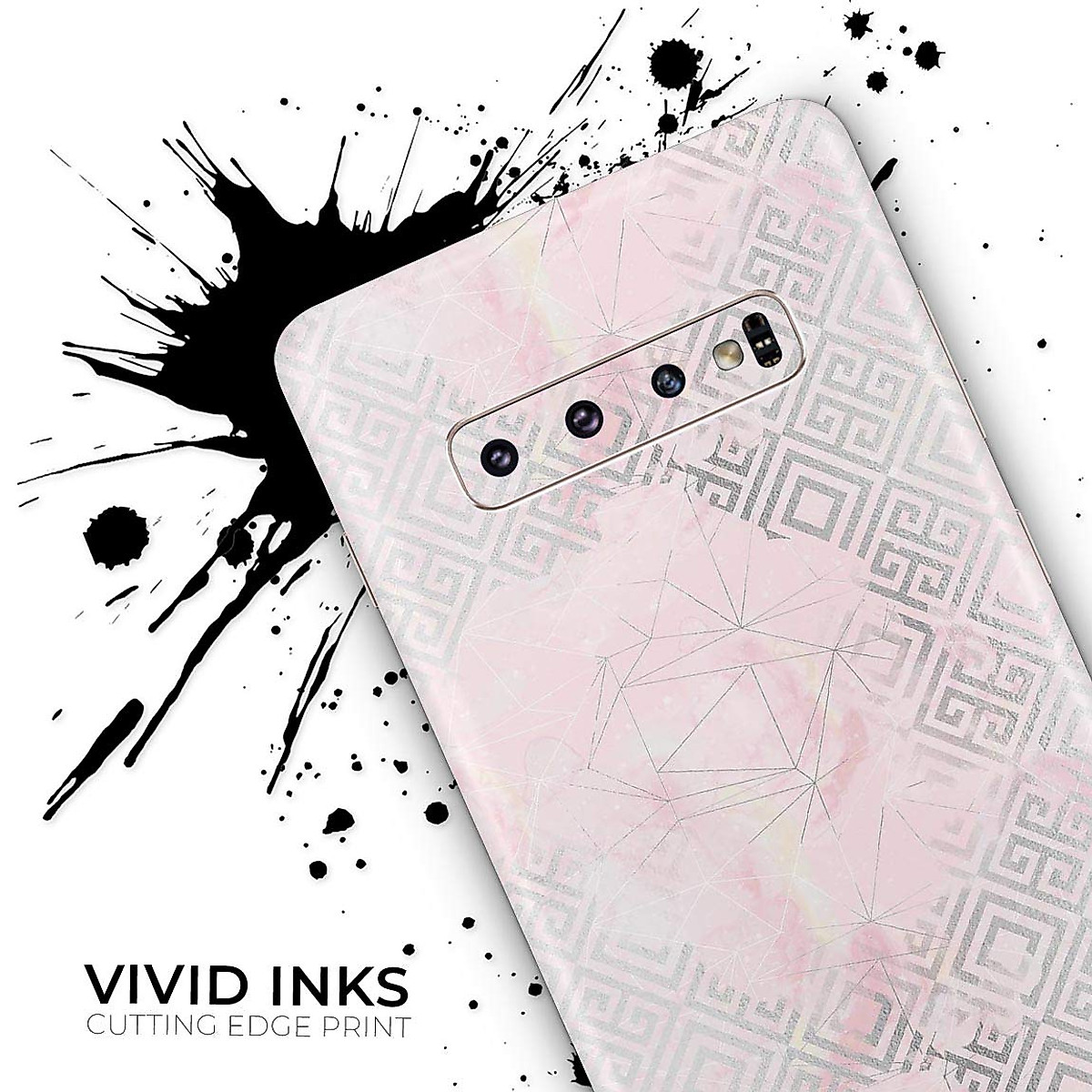 DesignSkinz Karamfila Silver & Pink Marble V12 Protective Vinyl Decal Wrap Skin Cover Compatible with The Samsung Galaxy S20 (Screen Trim & Back Glass Skin)
