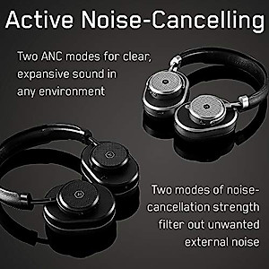 Master & Dynamic MW65 Active Noise-Cancelling (Anc) Wireless Headphones – Bluetooth Over-Ear Headphones with Mic – Gunmetal/ Black Leather