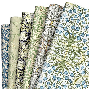 JarThenaAMCS 12 Sheets William Morris Floral Wrapping Paper -Not Roll- Greenery Gift Wrap Paper Folded Flat Art Paper for DIY Crafts Wedding Birthday Baby Shower, 19.7 x 27.6 Inch