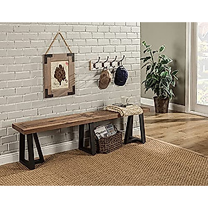 Alpine Furniture Prairie Bench, 75" W x 14" D x 18" H, Reclaimed Natural and Black Finish
