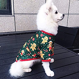 Gingerbread Man Pattern Pet Coat Dog Christmas Clothes Adorable Pet Party Outfit- Pet Party