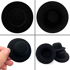 ASFUNG, 20 Pcs Mini Felt Top Hats Miniature Hat for Art & DIY Crafts Accessories Party Christmas Decoration Black, Free Size